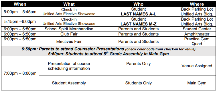 Save the Date - 8th Grade Family Night, April 12th | Irvine High School