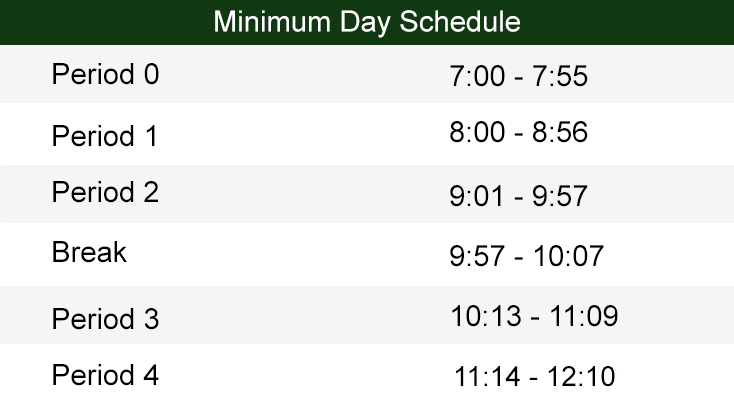 A-DAY - MINIMUM DAY SCHEDULE (4/24) | Irvine High School